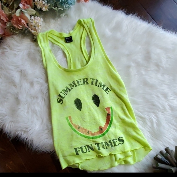 Tops | Stranded Summertime Smiley Watermelon Knit Tank | Poshmark